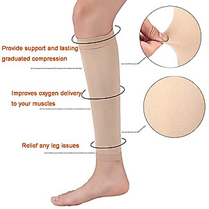 Halsy Women's Footless Compression Socks (20-30mmHg) 2 Pairs Medical Calf Compression Sleeve for Swelling, Shin Splint, Varicose Veins, Edema, Nurses & Maternity