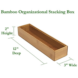 Lipper International 8182S Bamboo Wood Stacking Drawer Organizer Box, 3" x 12"