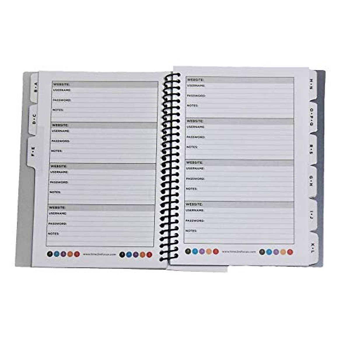 RE-FOCUS THE CREATIVE OFFICE, Password Book Keeper, Small, Mini, Purple, Alphabetical Tabs, Spiral Bound, Removable Sheets, Journal Organizer, Includes Website, Address, Username, Password