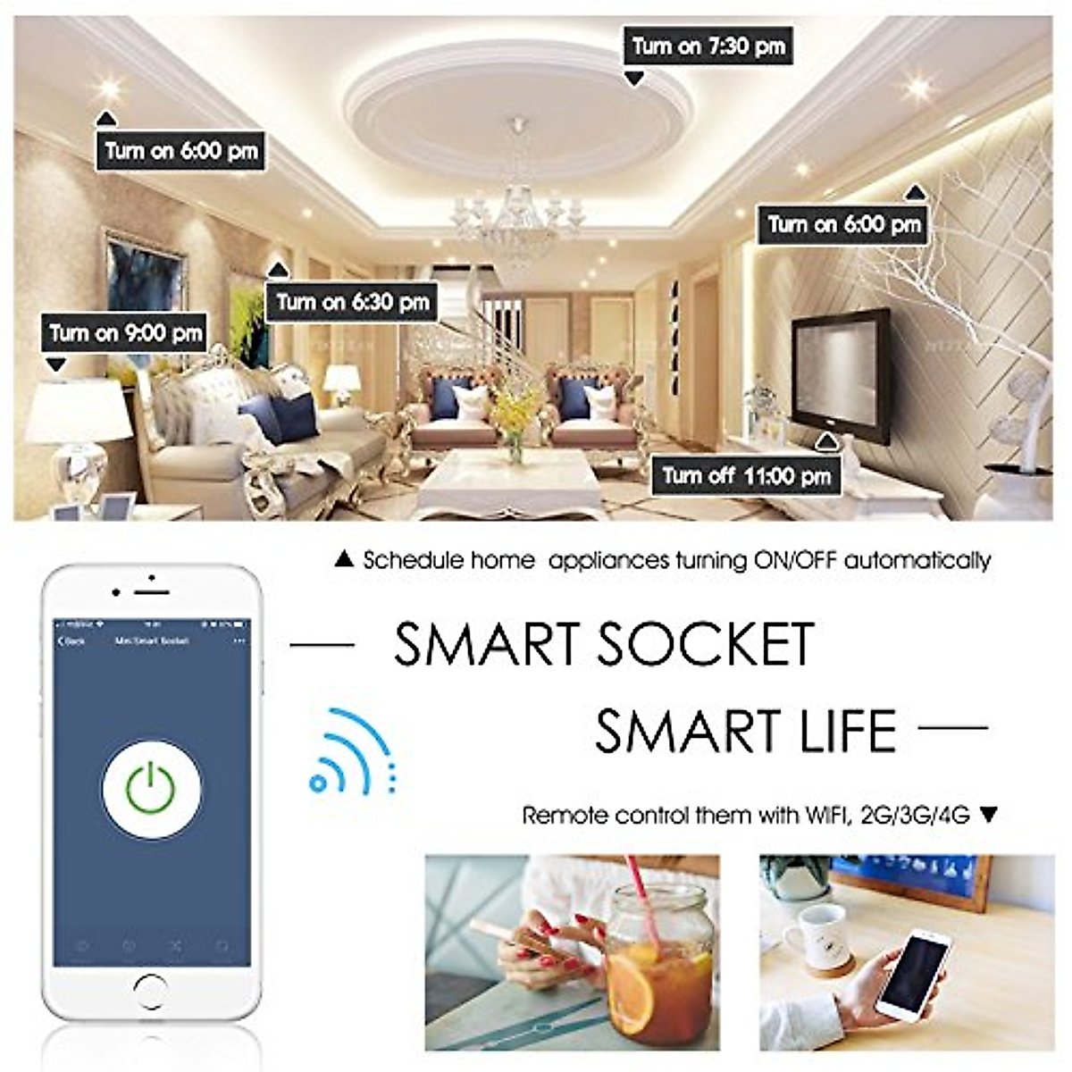 Smart Plug, Woostar Smart Outlet Compatible with Alexa, Google Home for Voice Control, IFTTT Enabled, Alexa Smart Plug Mini with Remote Control, Schedule and Timing Function, No Hub Required, 4 Pack