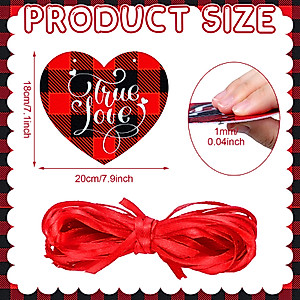 16 Pcs Valentines Heart Garland Decorations Felt 7 Inch Valentines Heart Banner Valentines Gnome Heart Decorations for Wedding Anniversary Romantic Party Favor and Supply (Plaid Heart Style)