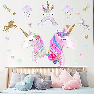Unicorn Wall Decal, Unicorn Stickers Children's Room Princess Decoration Wall Kids Room Wall Decor Pink Wall Decals Unicorn Bedroom Decor for Girls