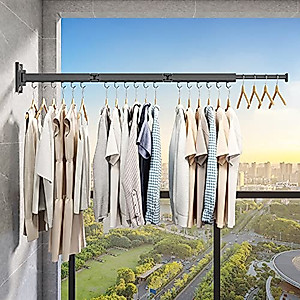CHAHUANV Wall Mounted Clothes Drying Rack,Laundry Drying Rack Wall Mount,Laundry Clothes Hanger,Drying Rack Clothing,Retractable Laundry Rack for Hanging Clothes,Collapsible,Foldable,Grey-Hooks