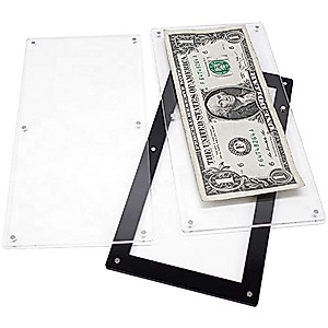 yashchykov Dollar Bill Frame - Money Frame Display - Currency Holder - Clear Picture Frame – Bill Holder (Black Acrylic)