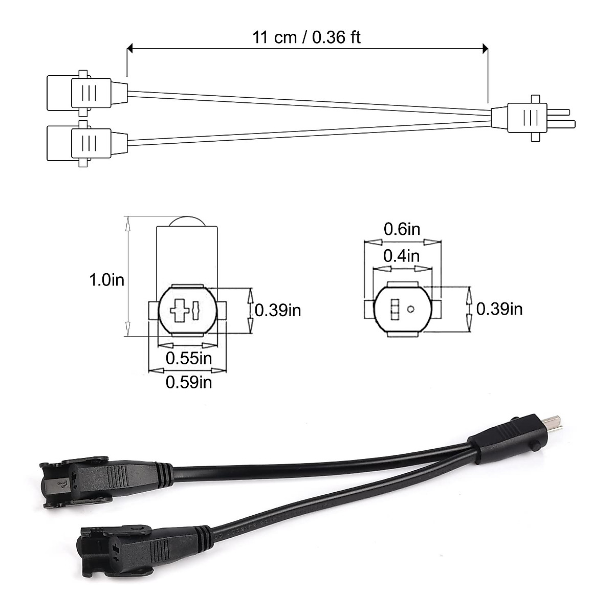 Sopito 2 Pin Splitter Lead Y Cable for Lift Chair or Power Recliner-Powers 2 Recliner Motors, Compatible for Okin Limoss Lazboy Pride Catnapper Recliner