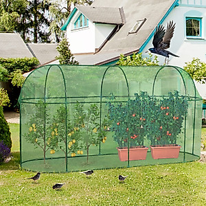 BPS 10'x3.3'x5' Crop Cage Plant Protection Netting Tent with Zipper for Vegetables Fruits and Plant, Suitable for Garden Yard and Lawn
