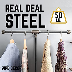 PIPE DECOR Black Steel Freestanding Tee-Style Clothing Rack Kit, DIY Industrial Pipe Coat Rack