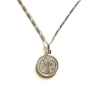 925 STERLING SILVER SAINT BENEDICT NECKLACE 18" LONG 24X15mm / 925 PLATA ESTERLINA CADENA DE SAN BENITO 18" LARGO