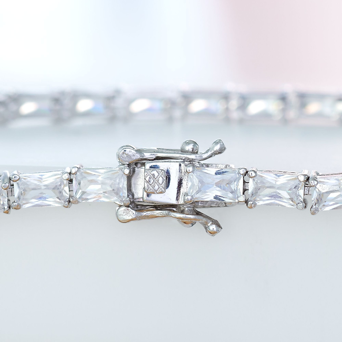 Ross-Simons 7.50 ct. t.w. Baguette CZ Tennis Bracelet in Sterling Silver. 7 inches