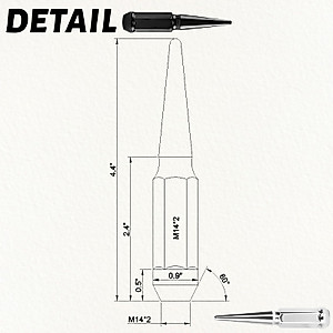 24PCS 14x2 Chrome Cone/Conical Bulge Seat Wheel Spike Lug Nuts with 1 Socket Key Compatible with Ford 2000-2018 Ford Expedition 99-14 F-150 09-14 Lobo/Lincoln 05-08 Mark LT 2000-2014 Navigator