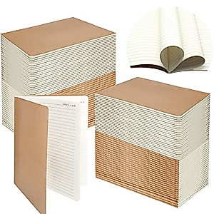 Gersoniel 24 Pack A4 Kraft Notebooks Kraft Brown Cover Lined Notebooks A4 Size Memo Diary Subject Notebooks Planner with Lined Paper 72 Pages, 8.5 x 11 Inch, for Travelers, Students, Office