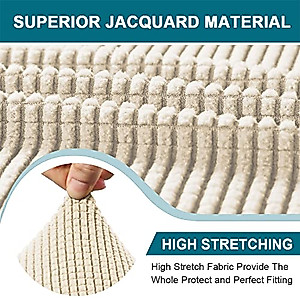 Turquoize 2 Pieces Sofa Covers T Cushion Chair Slipcover T Cushion Chair Covers Stretch Couch Cover Soft Armchair Cover Furniture Covers with Individual T Cushion Seat Covers, (Chair, Biscotti Beige)