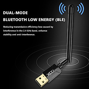 Long Range Bluetooth Adapter for PC, XDO Class 1 USB Adapter 5.1+EDR, 328FT/100M Wireless Transfer Transmitter Receiver for Bluetooth Mouse Keyboard Speakers Headphones Support Win11/10/8/7