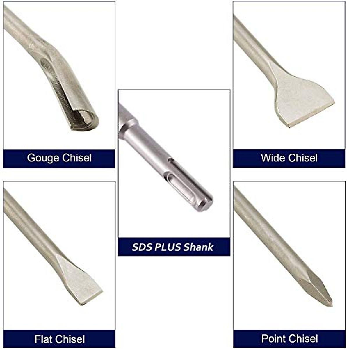 17pcs Rotary Hammer SDS Plus Drill Bits & Chisel Set, SDS Plus Concrete Masonry Drill Bit Set with Storage Carrying Case