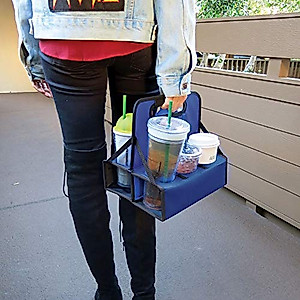 Preferred Nation Reusable Cup Carrier/Caddy (Set of 2), Holds 6 Soda Coffee Cups or Cans, Sturdy Frame and Solid Base, Foldable Convenient Easy to Carry | Great for Food Delivery Red