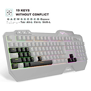 HAVIT Rainbow Backlit Wired Gaming Keyboard 104 Keys LED USB Ergonomic Wrist Rest Keyboard for Windows PC Gamer Desktop, Computer (Black) (Renewed)