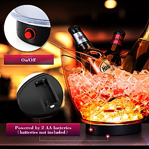 LED Ice Buckets 5L Clear Plastic Ice Bucket Large Capacity Light Ice Bucket RGB Colorful LED Cooler Bucket Champagne Wine Ice Beer Buckets with Lights for Party Home Bar Club (6 Pcs)