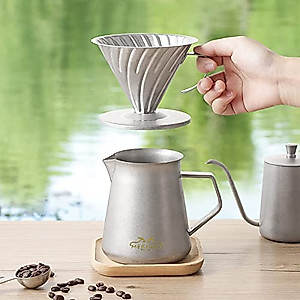 MERMOO YILAN Pour Over Coffee Maker Set 304 Stainless Steel Vintage Style Coffee Dripper with Coffee Server Set Perfec for 2-4 Cups