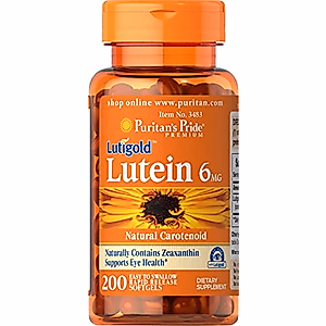 Puritans Pride Lutein 6 Mg with Zeaxanthin Supports Eye Health, 200 Count