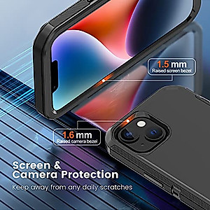 Annymall for iPhone 14 Plus Case with 2 Screen Protector, Heavy Duty Drop Protection Shockproof Rugged 3-Layer Military Tough Durable Protective Cover for Apple iPhone 14 Plus 6.7" (Black)
