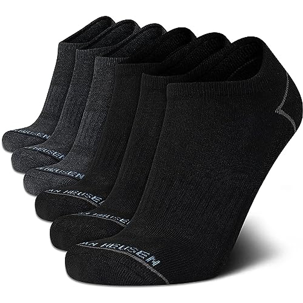 Van Heusen Men's Socks - Athletic Cushion Low Cut Ankle Socks (6 Pack), Size 6-12.5, Black/Grey Heather
