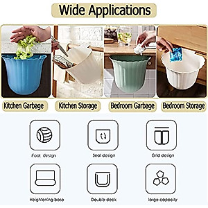 Lcmei 1/4PCS Hanging Trash Can,Hanging Kitchen Bathroom Trash Can Plastic Wall Mounted Bin,Cupboard Door Container Bin Set for Collecting Food Scraps (Blue)