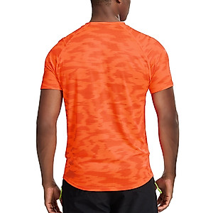 Workout Shirts Men Quick Dry-Short Sleeve Running Gym Shirt Athletic Fit Moisture Wicking Tees(Neon Orange,M)
