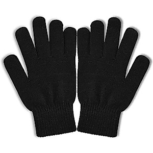 UWEIDOIT 3 Pairs Black Knit Gloves, Winter Magic Gloves, Warm Gloves for Adults, Stretchy Warm Knit Gloves For Men Women
