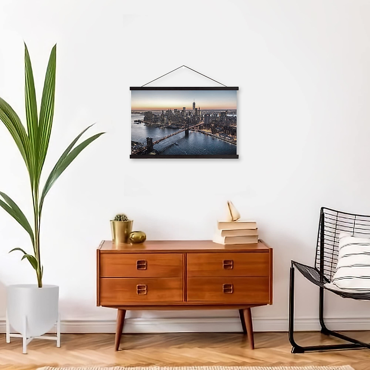 Bluesun 16 inch Magnetic Poster Hanger Frame, 16x20 16x24 16x30 Magnet Canvas Artwork Print Dowel Poster Hangers Frames Hanging Kit (16 inch, Black)