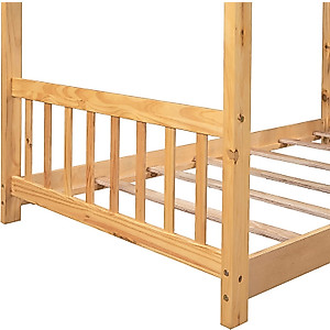 CITYLIGHT Twin House Bed for Kids, House Bed Frame Twin with Headboard and Footboard, Wooden Kids House Bed for Girls, Boys,No Box Spring Needed,Natural