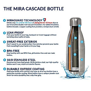 MIRA 12 oz Stainless Steel Vacuum Insulated Water Bottle - Double Walled Cola Shape Thermos - 24 Hours Cold, 12 Hours Hot - Reusable Metal Water Bottle - Kids Leak-Proof Sports Flask - Rose Pink