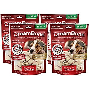 DreamBone 4 Pack of Vegetable and Chicken Dog Chews, Mini, 24 Per Pack