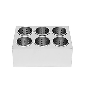 TFCFL Flatware Cylinder Holder,Commercial 4-Hole Stainless Steel Cylinder Flatware Silverware Utensil Holder Organizer Caddy 20x6.1x6.3inch,Silver (4-Hole)