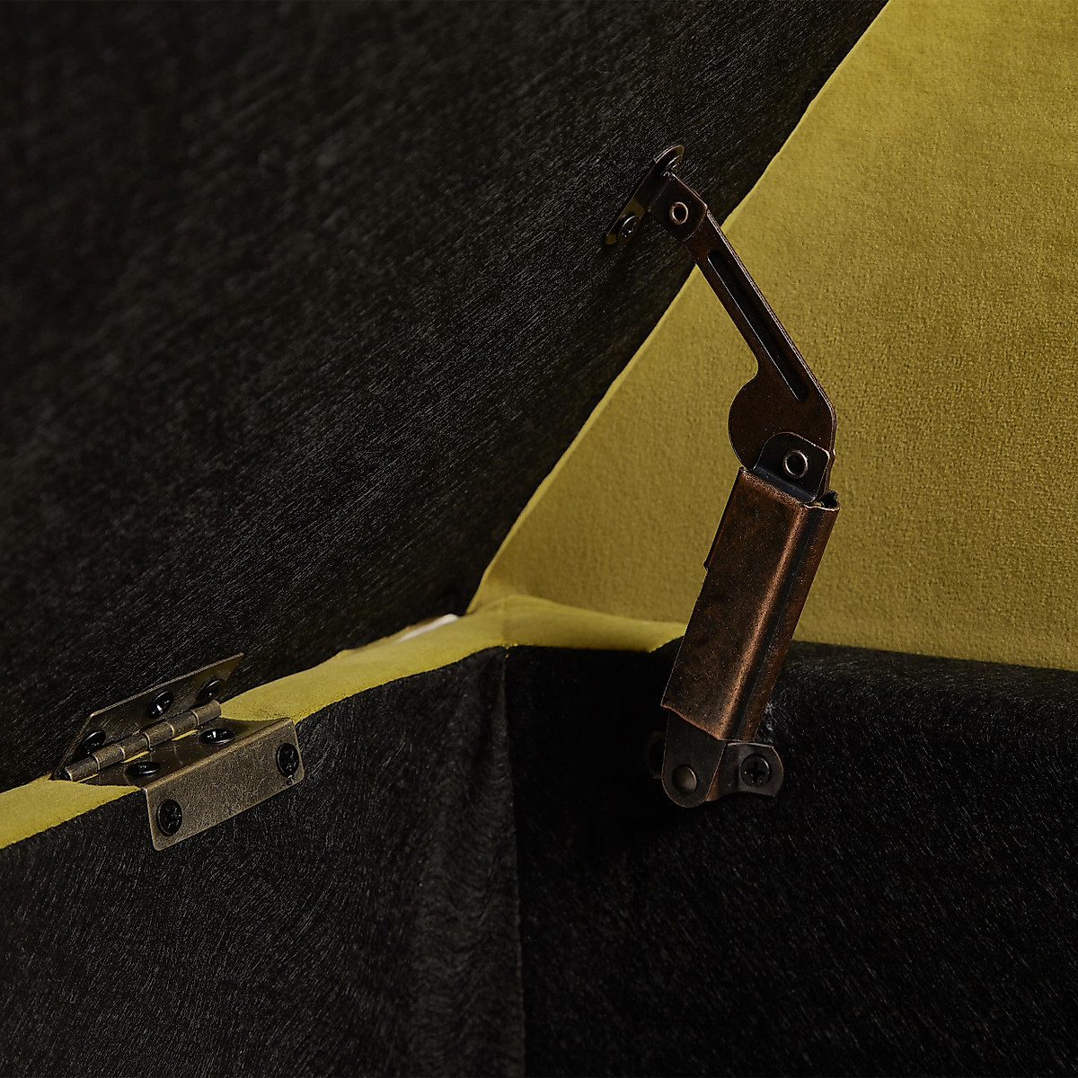 Homaddition Storage Ottoman Bench, 51.5" Upholstered Velvet Storage Bench with Curved Armrest & Solid Wood Leg, End of Bed Bench with Storage Queen Size for Bedroom Living Room Entryway (Olive Green)