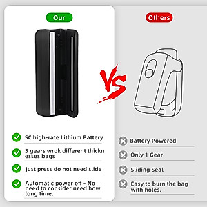 Mini Bag Sealer, USB Charger Potato Chip Bags Heat Sealer Capper, Reseals Snack Plastic Bag Heat Seal and Cutter, Sealing Machine Vacuum Impulse For Mylar Cereal Bags, Keep Food Fresh (Black)