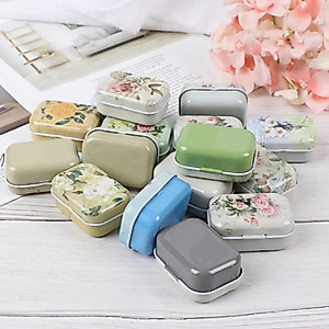 8Pcs Mini Flower Tin Trinket Jewelry Organizer Storage Box Decorative Boxes Small Metal Tins with Hinged Lids Portable Box Containers Small Storage Kit,Christmas Stocking Stuffers
