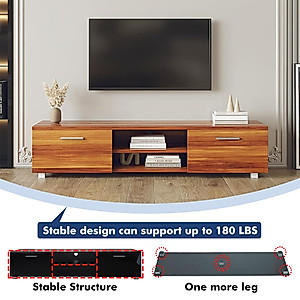 Kennkari TV Stand for 40 45 50 55 60 65 Inch TV Entertainment Center for Living Room Low Profile TV Table Modern TV Media Console with Storage Simple TV Cabinet with Shelves (Wood Grain)