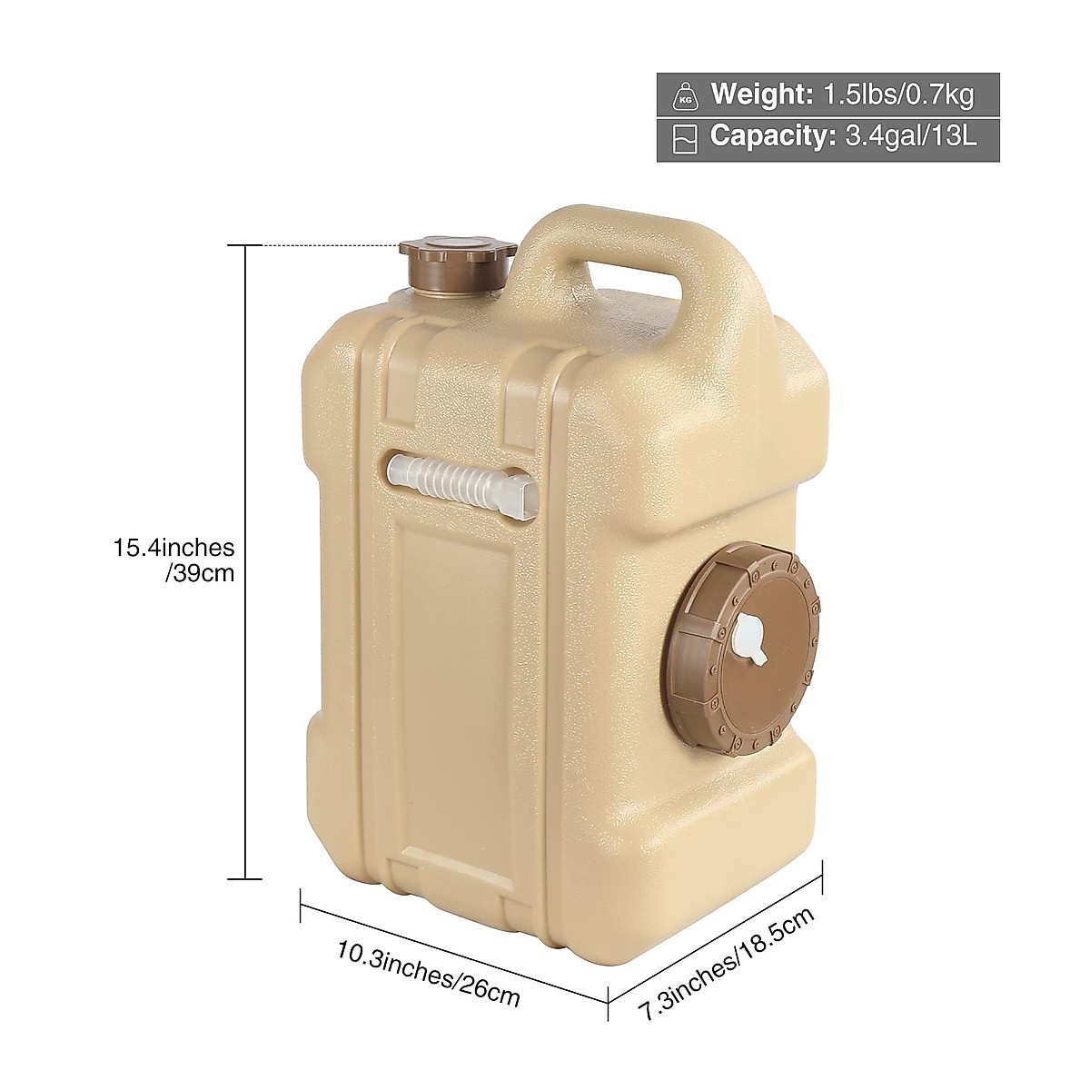 Lineslife Water Container with Spigot, 3.4 Gallon Portable Water Storage for Camping, 13L