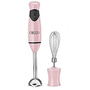BELLA Immersion Hand Blender, Cordless Portable Mixer with Whisk Attachment - Electric Handheld Juicer, Shakes, Baby Food and Smoothie Maker, Stainless Steel, Pink