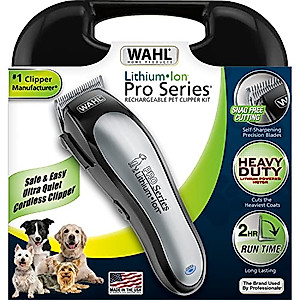 Wahl Lithium Ion Pro Series Cordless Animal Clippers – Rechargeable, Heavy-Duty, Electric Dog & Cat Grooming Kit for Small & Large Breeds with Thick to Heavy Coats – Model 9766