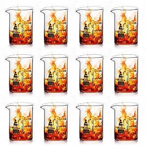 EISCO 12PK Beakers, 100ml - Low Form with Spout - White, 25ml Graduations - Borosilicate 3.3 Glass