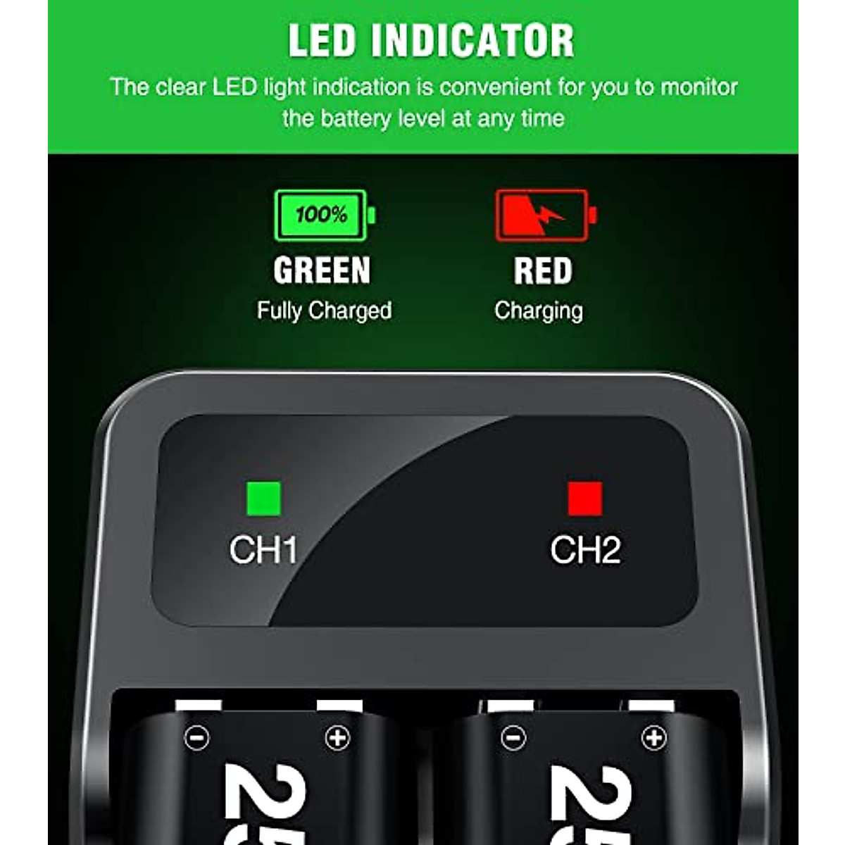 Mocagen Rechargeable Battery Pack for Xbox One/Xbox Series X|S Controller Battery, 2 X 2550mAh One S/Xbox X/Xbox Elite Batteries, 2 Pack-Green (Q08S-MG-US)