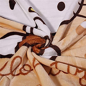 Blanket Cartoon Kitty Printing Throw Blanket Soft Cover Flannel Cozy Plush Fleece Blanket for Boys Girls Kids Toddler Baby (Larqe(55 in x 39 in))…… (Brown)…