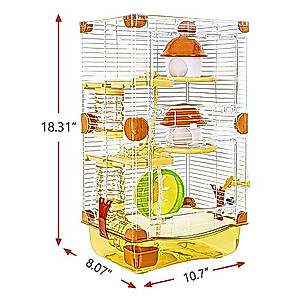 YIBOPET Hamster Cage Small Animal Cage 3 Layers Transparent Cage Size：10.6"(W) X8.1(L) X18.3 (H) Suitable for Hamsters up to 3.5 inch in Length
