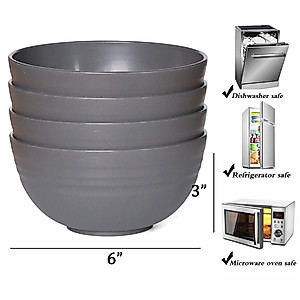 NAWOVAO Wheat Straw Bowl Plastic Cereal Bowls Reusable - 26 OZ Microwave Safe Bowls for Kitchen, Unbreakable Bowls Set of 4, BPA Free