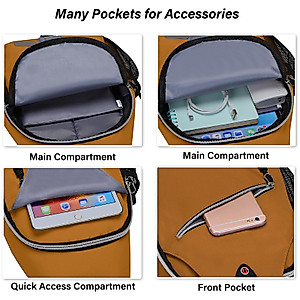 MOSISO Sling Backpack, Multipurpose Crossbody Shoulder Bag Travel Hiking Daypack, Brown, Medium