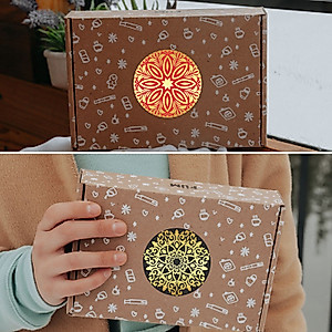 Mandala Gold Foil Stickers - (Pack of 120) 2" Large Round Labels for Christmas Happy Holidays New Year Birthday Cards Gift Boxes Envelope Seals