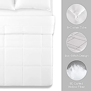 Sonive All Season Comforter Soft Fluffy Breathable Microfiber 200gsm Down Alternative Bedding Duvet Insert with 8 Corner Tabs Easy Care (White, Full/Queen)