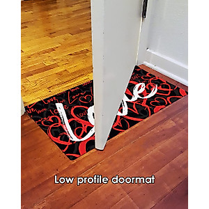 Toland Home Garden 800535 Love Hearts Valentines Door Mat 18x30 Inch Heart Outdoor Doormat for Entryway Indoor Entrance