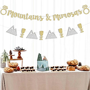 Sursurprise Mountain Bachelorette Party Decorations, Mountains & Mimosas Banner Mountain Champagne Garland Gold, Cabin Camping Glamping Bridal Shower Engagement Wedding Supplies
